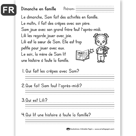 Bonjour j'aimerais avoir des compréhension de lecture pour — Alloprof